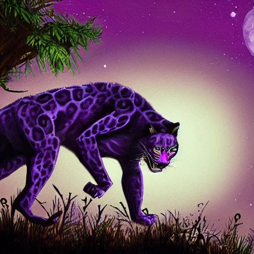 closeup of a purple panther roaring at the moon in the | Stable ...
