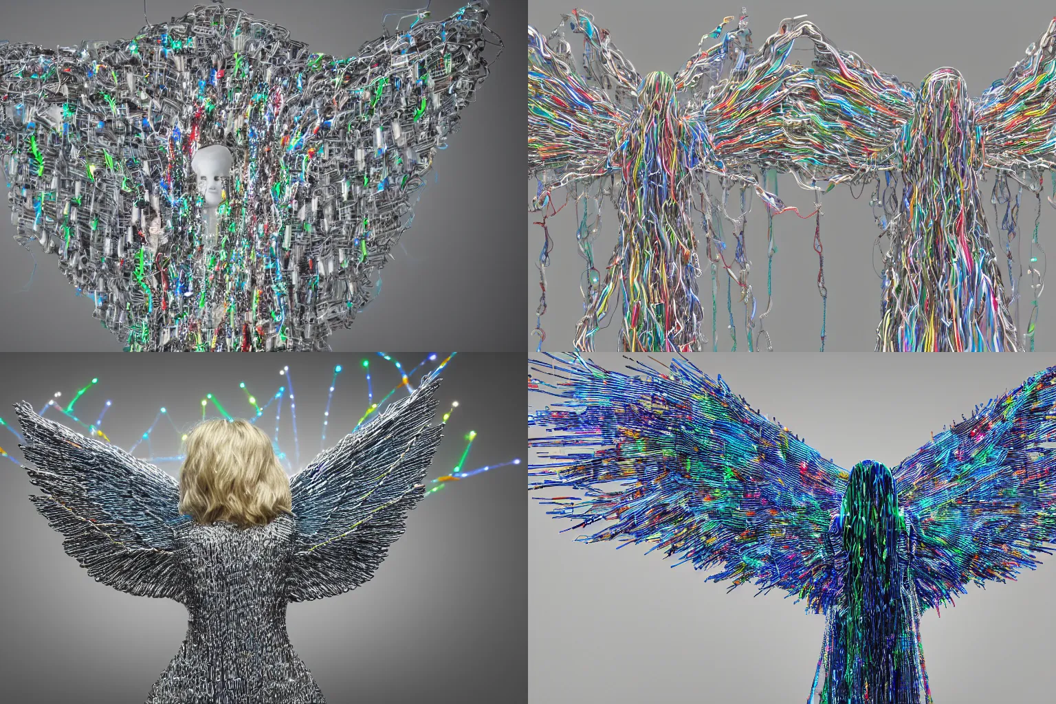 angel with wings made of computer cables, 4K studio | Stable Diffusion