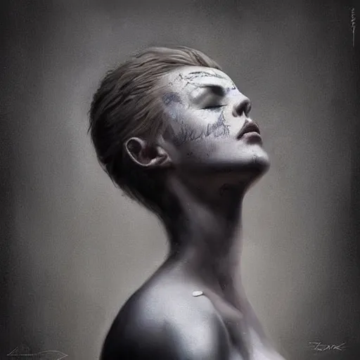 looking in the mirror somber sad painting artwork by | Stable Diffusion