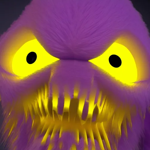 a scary yeti monster, 3D render, close-up shot, Purple | Stable ...