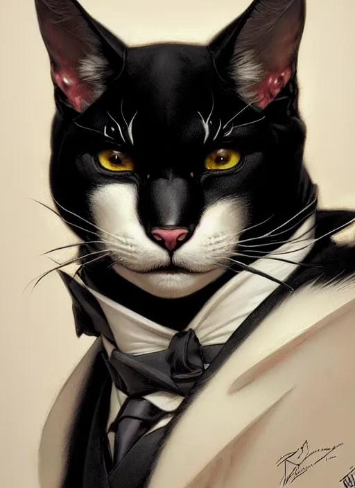 tomcat with tuxedo markings, intricate, elegant, hyper | Stable ...