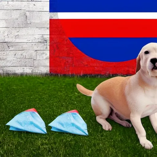 dog making poop on russian flag | Stable Diffusion | OpenArt