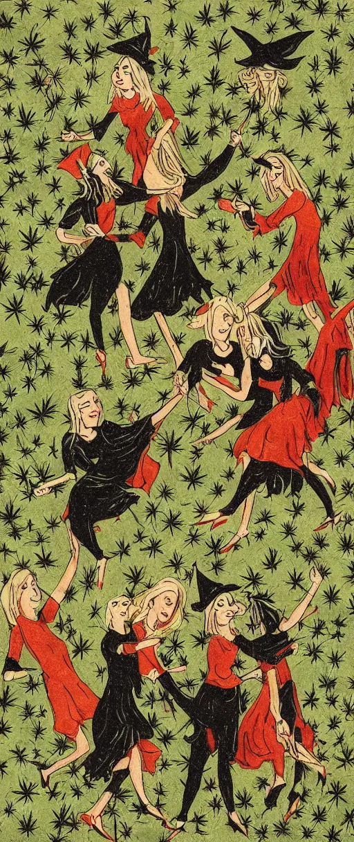 witches dancing around a burning horse in a field of | Stable Diffusion ...