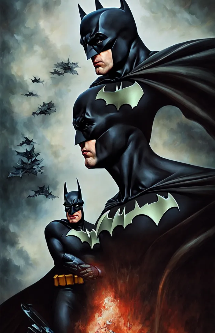 a portrait of batman standing with the batmobile by | Stable Diffusion ...