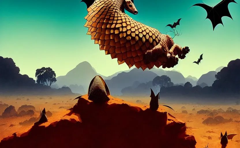 pangolin and bat in australia desert, beautiful | Stable Diffusion ...