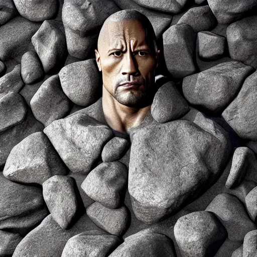 photorealistic dwayne johnson but he is made of rocks. | Stable ...