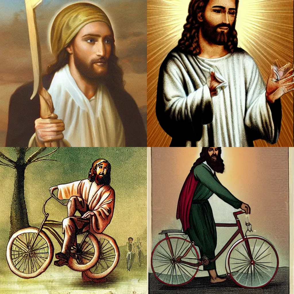 Jesus dressed as a Mormon on a bicycle | Stable Diffusion | OpenArt