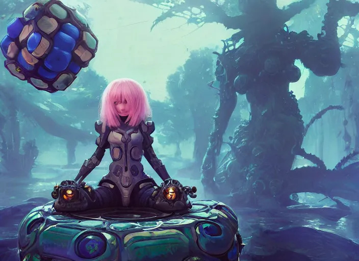 wide view picture of a mech armor witch, sitting on | Stable Diffusion ...