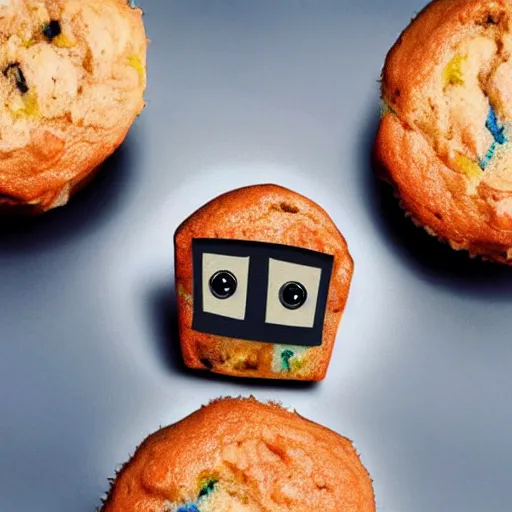 robot eating diamond embedded in muffin | Stable Diffusion | OpenArt