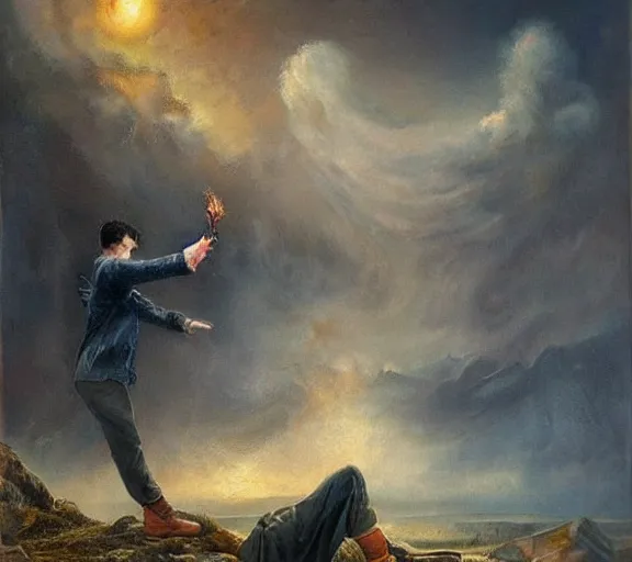 man vs self, epic dreamlike painting | Stable Diffusion | OpenArt