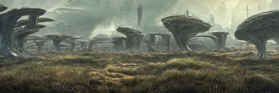 Dystopian alien landscape, mysterious technology | Stable Diffusion ...