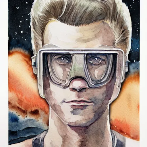 detailed watercolor of square - jawed emotionless | Stable Diffusion ...