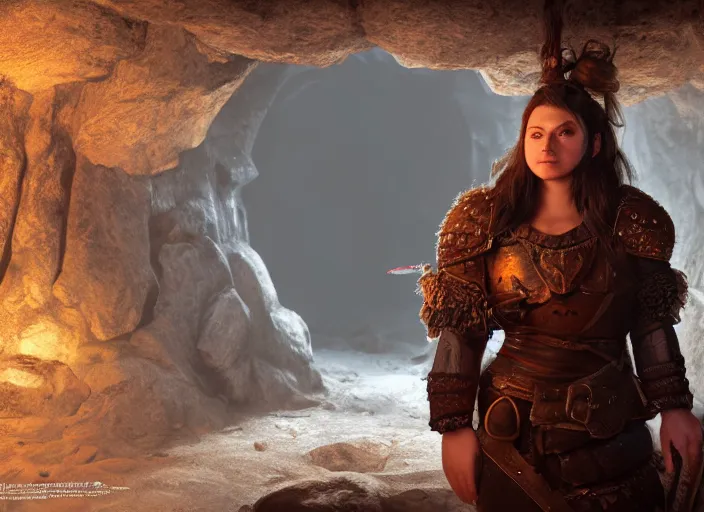 Beautiful art portrait of a bearded female dwarf | Stable Diffusion