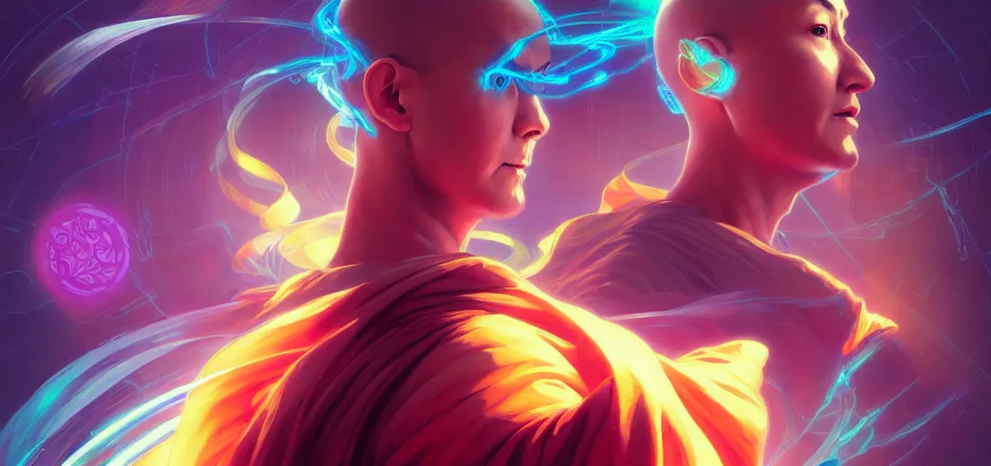 a floating monk, channeling swirling energy, wearing | Stable Diffusion ...