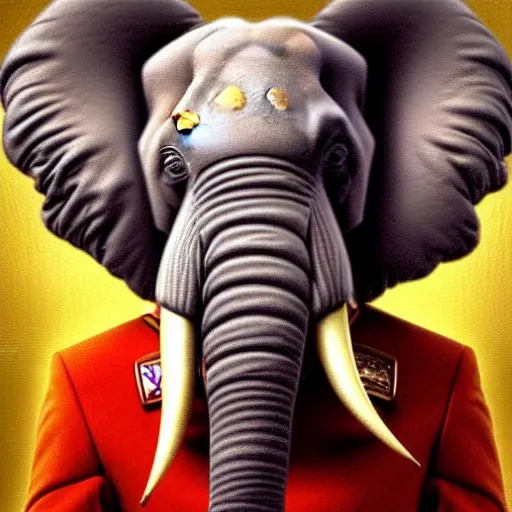 a portrait of an elephant in a starfleet uniform star | Stable ...