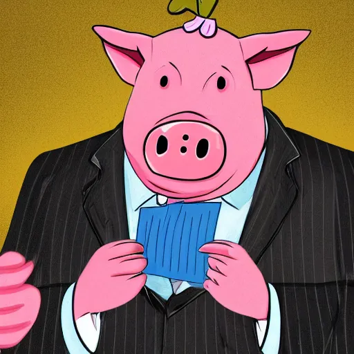 a pig man as he cries as he pays taxes in a suit, | Stable Diffusion ...
