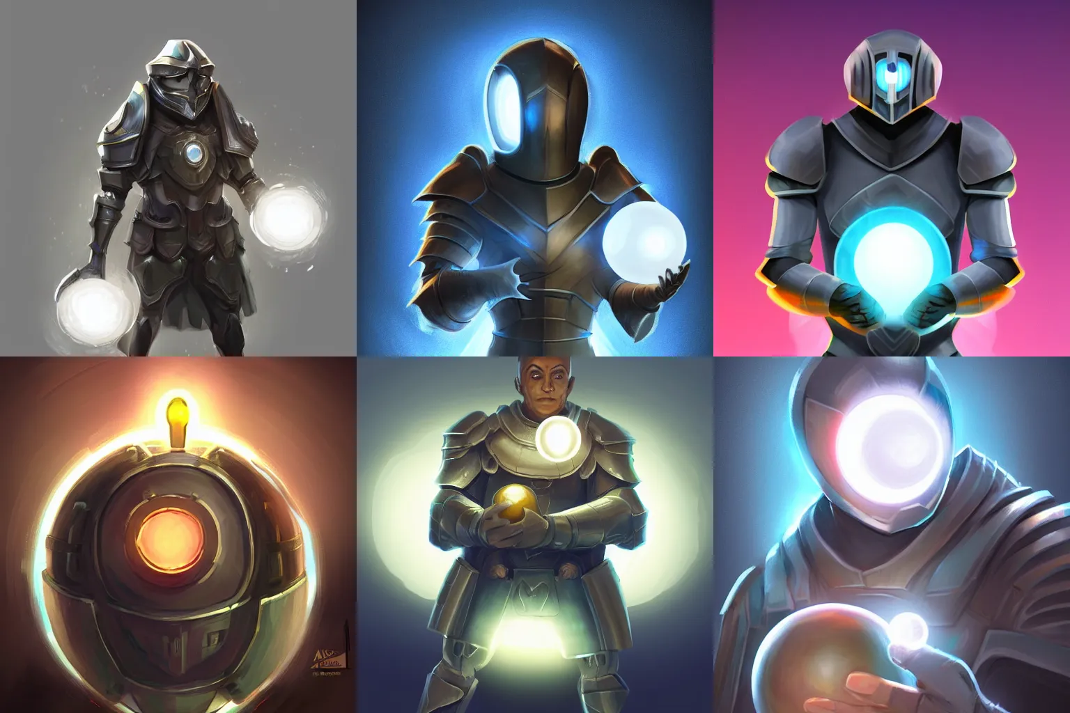 a man in a suit of armor holding a glowing orb, | Stable Diffusion ...