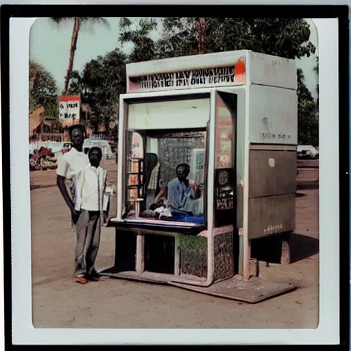 old polaroids of futuristic african bus stops with | Stable Diffusion