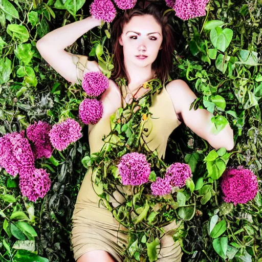 full body portrait of a woman covered in flowers and | Stable Diffusion ...