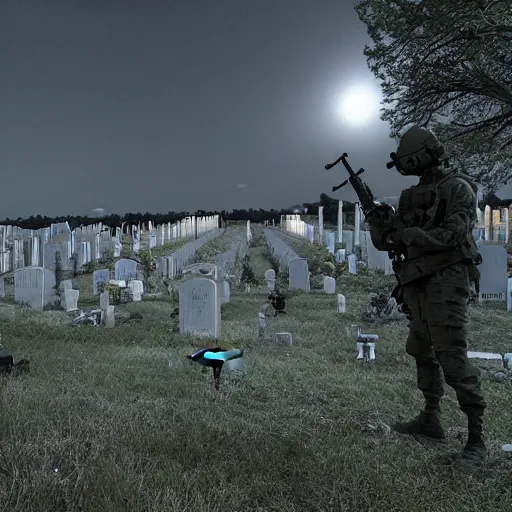 night vision NVG military raid at a cemetery, | Stable Diffusion | OpenArt