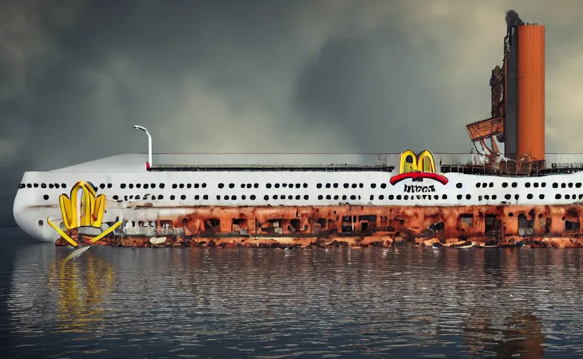 a derelict immense McDonald's brand vacation cruise | Stable Diffusion ...