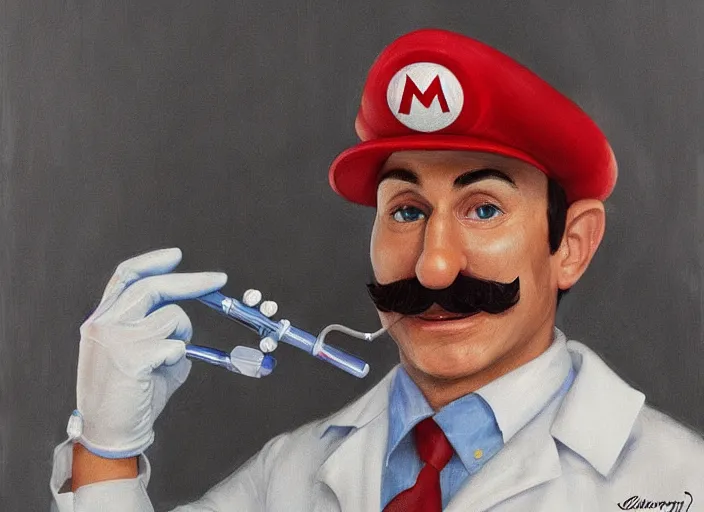 a highly detailed mario portrait of a dentist, james | Stable Diffusion ...