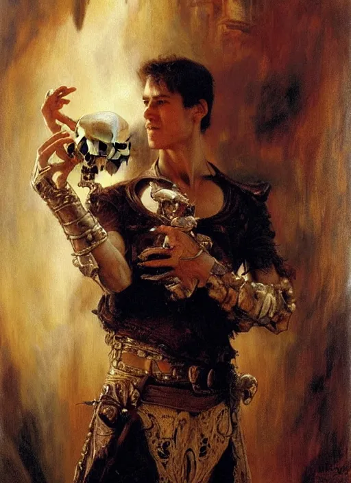 hamlet holding a skull. highly detailed painting by | Stable Diffusion