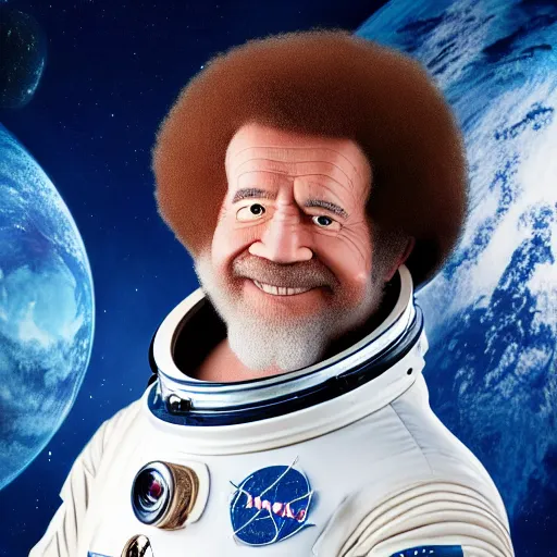 studio portrait of bob ross in an astronaut suit, 8 k, | Stable ...