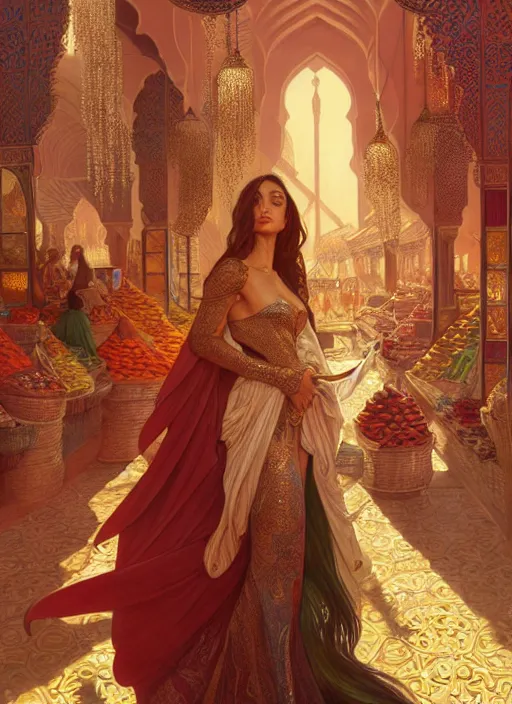an arabian princess at a spice market, shiny, fantasy, | Stable Diffusion