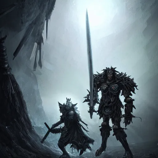 Photo of a human approaching a giant sentinel king | Stable Diffusion ...