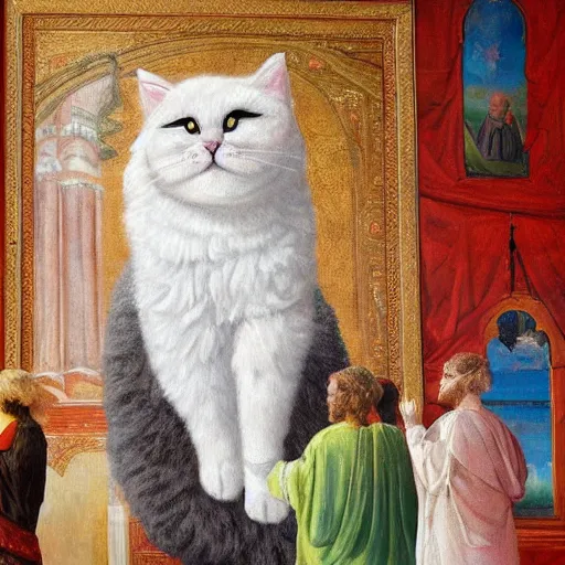 a giant fluffy cat being worshipped like a god, | Stable Diffusion ...