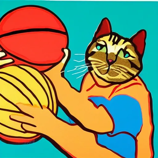 cat dunking basketball, andy warhol | Stable Diffusion