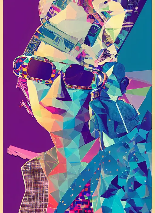 portrait of a lowpoly punk girl with a musicassette | Stable Diffusion ...