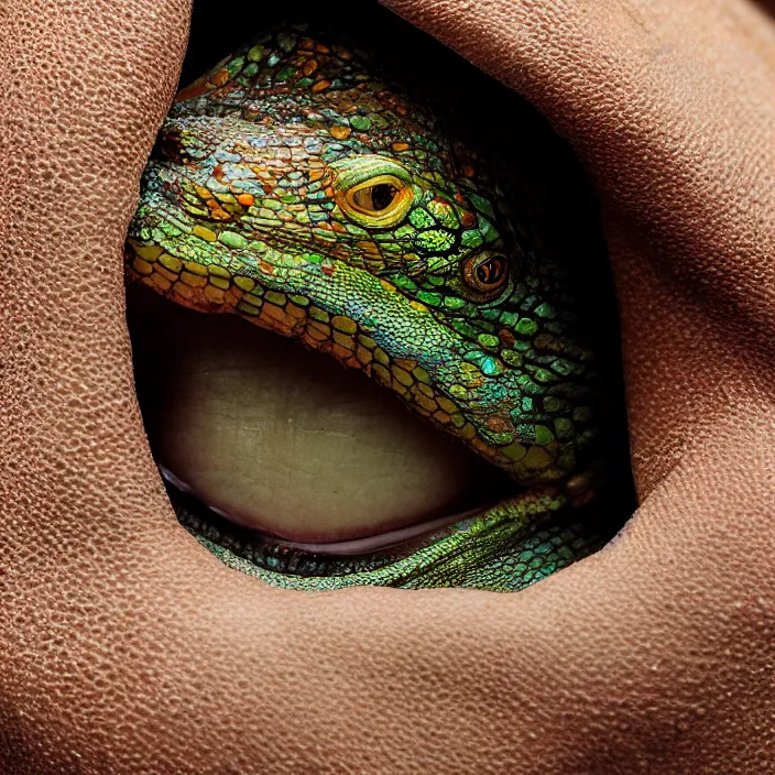 closeup portrait of half woman half lizard face, by | Stable Diffusion ...