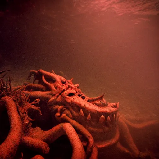 underwater closeup of a satanic sea monster in the | Stable Diffusion