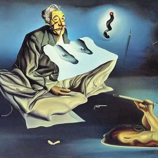 Salvador Dalí painting about burnout at work | Stable Diffusion