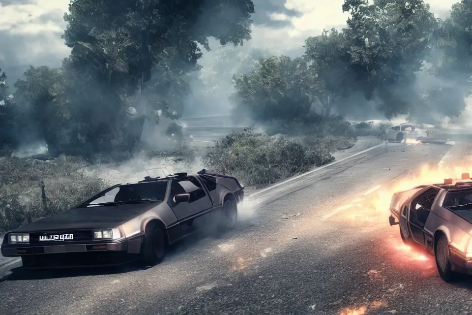 ultra realistic delorean dmc 5 drifting on touge | Stable Diffusion ...