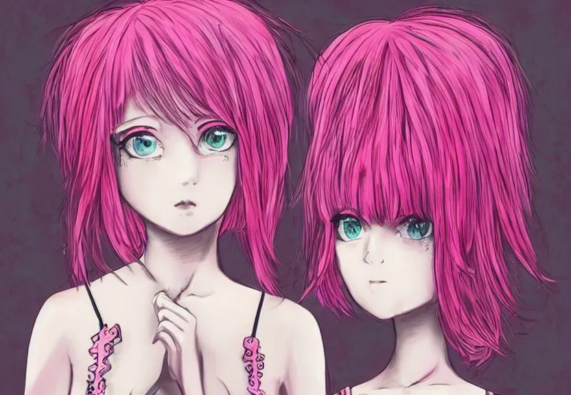 little android girl with eccentric pink haircut | Stable Diffusion ...