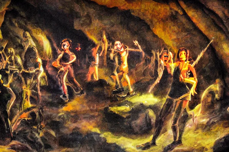 Stone Age rave in a cave, soot painting by Steven | Stable Diffusion ...