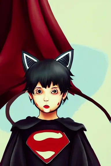 little boy with cat ears in an black outfit with red | Stable Diffusion ...
