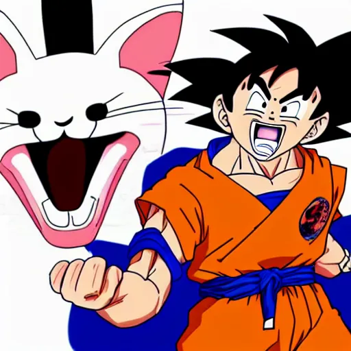 Goku is laughing at a cat | Stable Diffusion | OpenArt