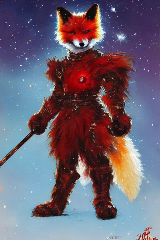 a cosmic furry fox knight in crimson armor in the | Stable Diffusion ...