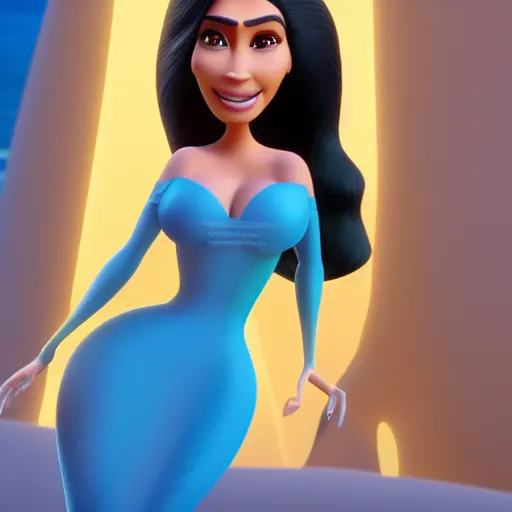 kim kardashian as seen in pixar animated movie 4k | Stable Diffusion