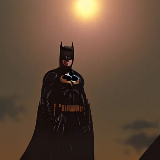 an film still of batman standing beyond sunset | Stable Diffusion | OpenArt