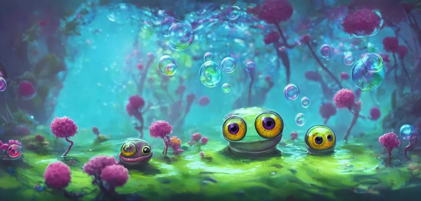 colourful murky nature with cute bubble creatures big | Stable Diffusion | OpenArt