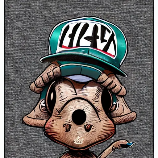 a dik dik monster with tattoos wearing a baseball hat, | Stable ...