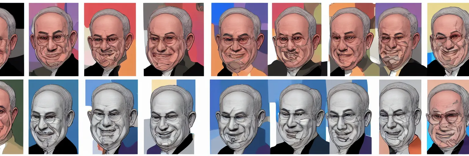 colored character face study of benjamin netanyahu | Stable Diffusion ...