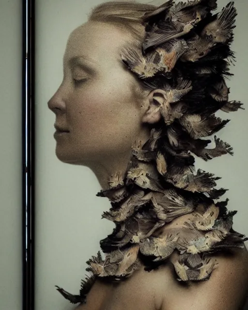 a woman's face in profile, made of bird wings, in the | Stable ...