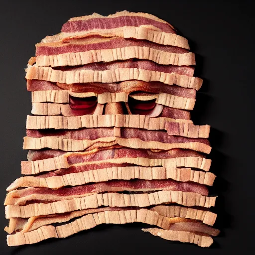a human face that is made entirely out of bacon strips | Stable ...