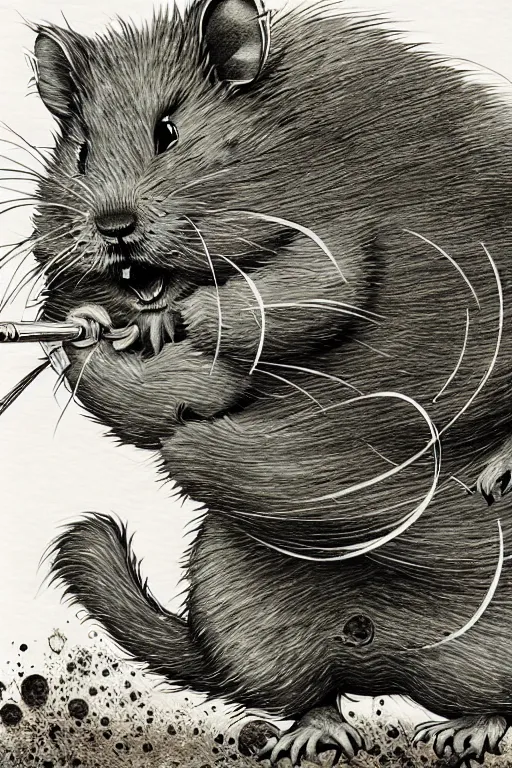 a detailed pen and ink illustration of a giant angry | Stable Diffusion